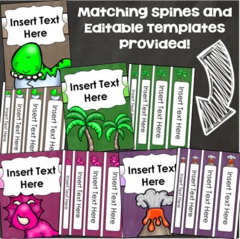Binder Covers and Spines Teacher Planner Editable Dinosaur Dino Theme ...
