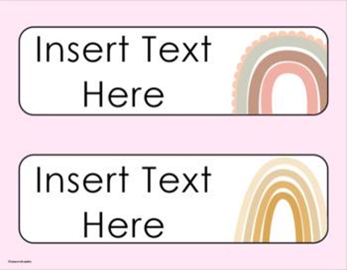 Name Tags Plates Desk Labels Boho Modern Muted Rainbow Theme EDITABLE ...
