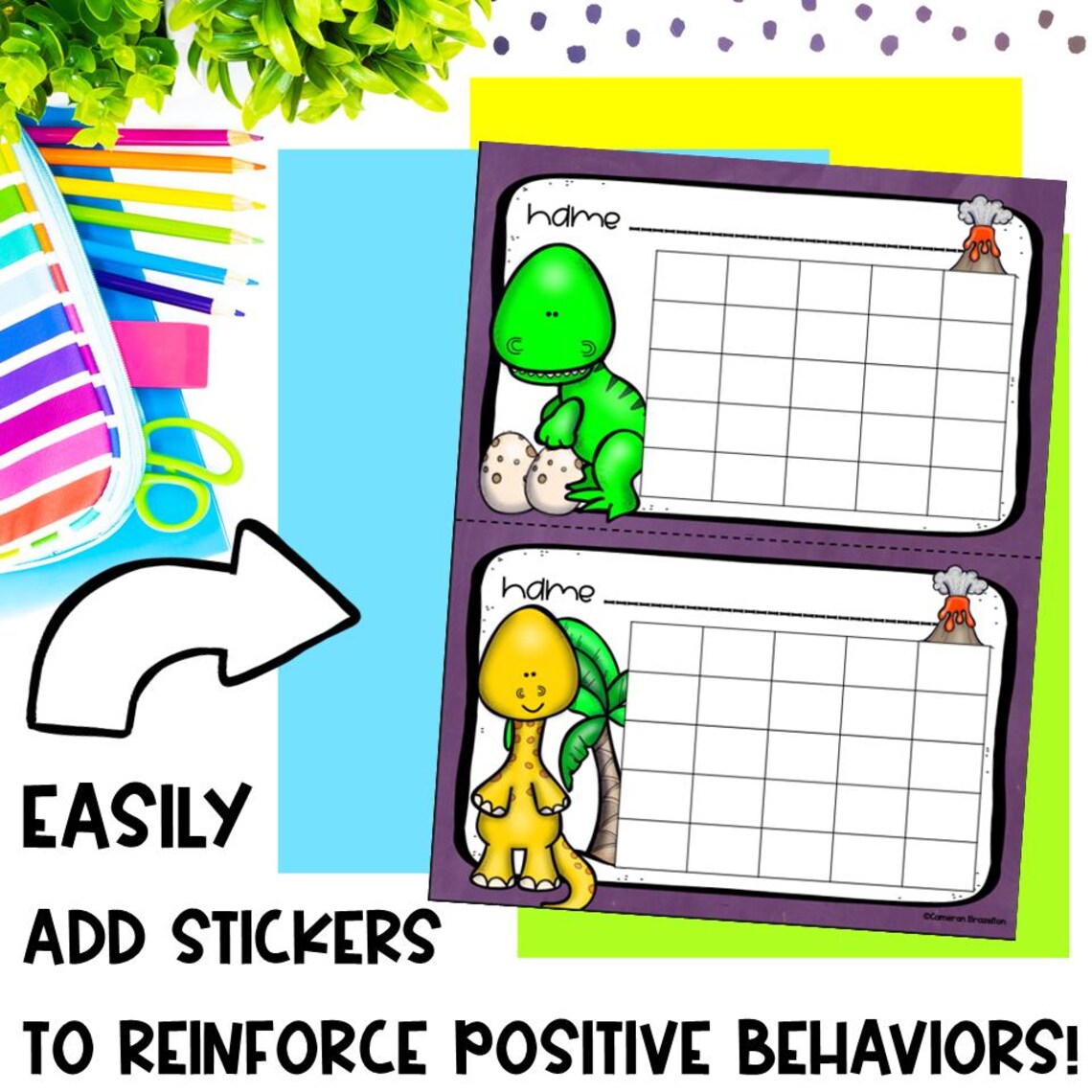 Positive Behavior Sticker Chart Reward Incentives Dinosaur Theme ...