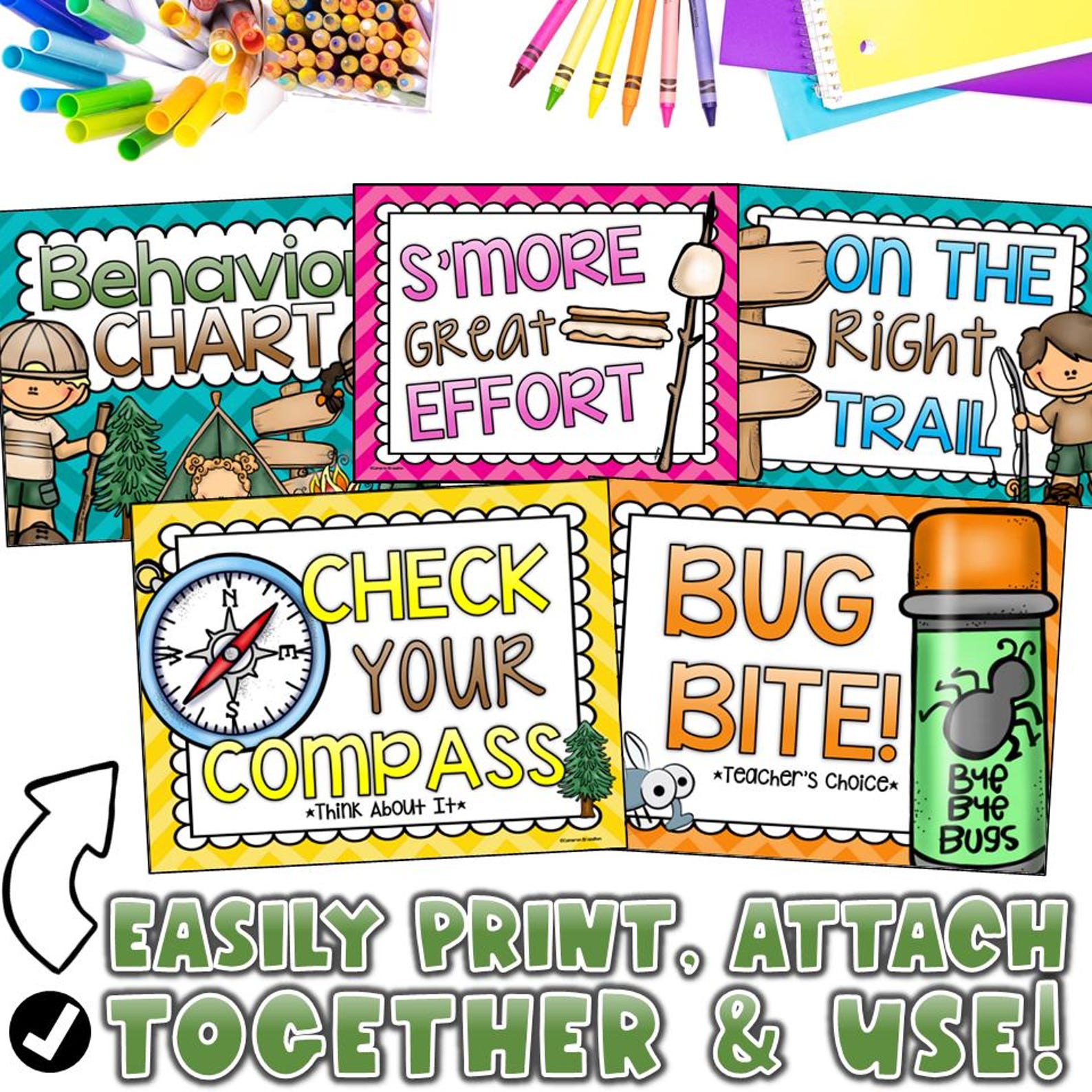 Behavior Clip Chart Camping Camp Out Theme for Classroom Management ...