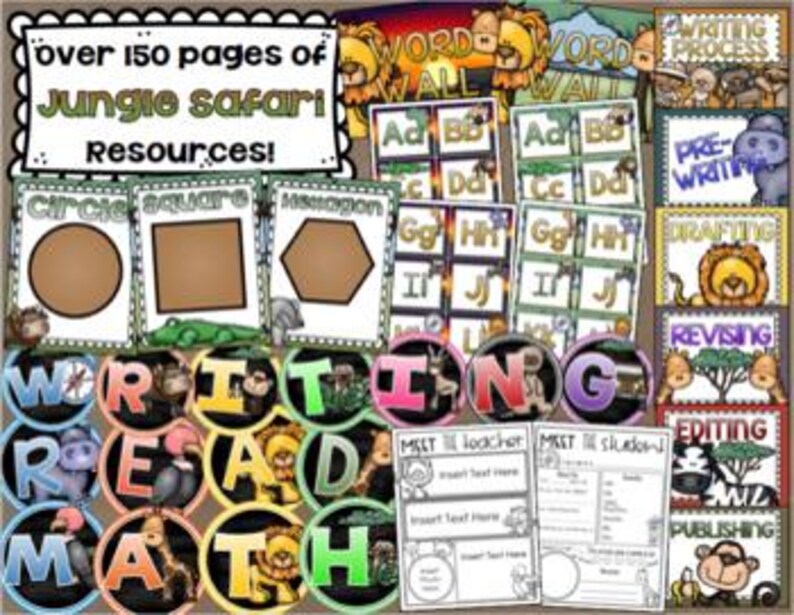 Jungle Safari Theme Classroom Decor Bundle (behavior Chart, Name Plates ...