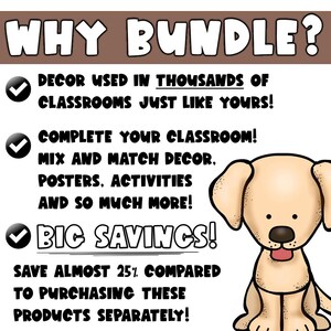 Dog Theme Class Decor Bundle (posters, Binder Covers, Schedule ...