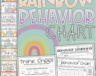 BOHO RAINBOW Behavior Clip Chart | Editable | Neutral Rainbow Classroom ...