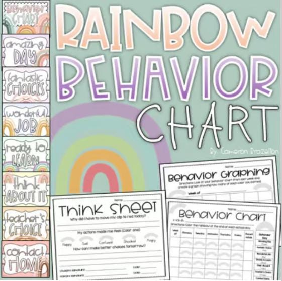 Behavior Clip Chart Boho Modern Rainbow Theme for Classroom Management ...