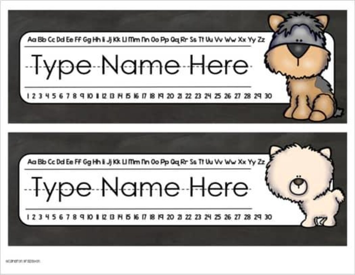 Name Tags Plates Desk Labels Dog Theme Editable INSTANT DOWNLOAD - Etsy