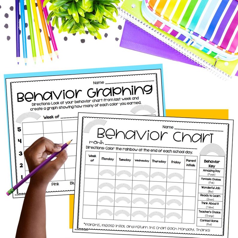Behavior Clip Chart Boho Modern Rainbow Theme for Classroom Management ...