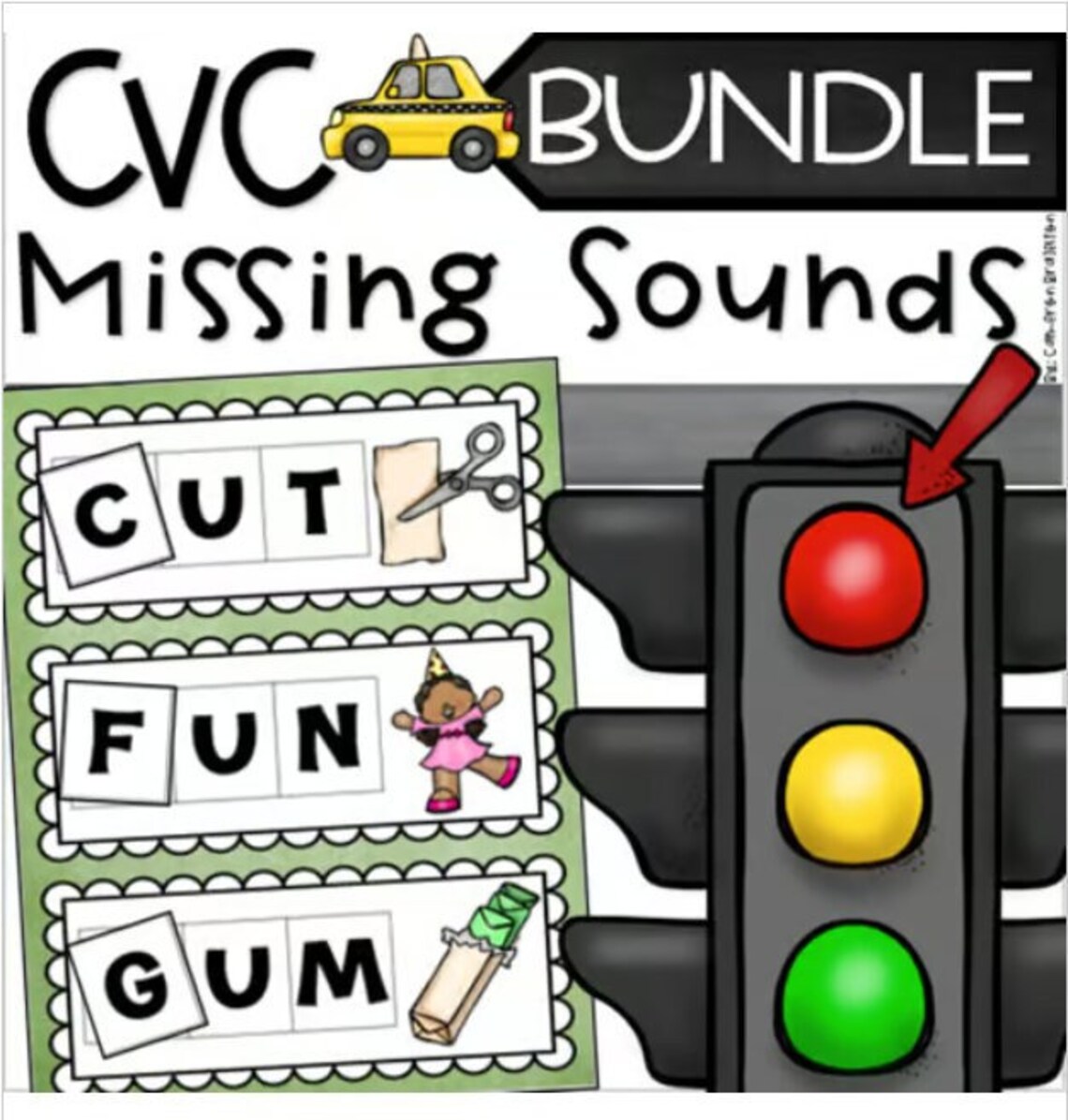 CVC Word Families Phonics Missing Beginning Middle Final Sound Card ...
