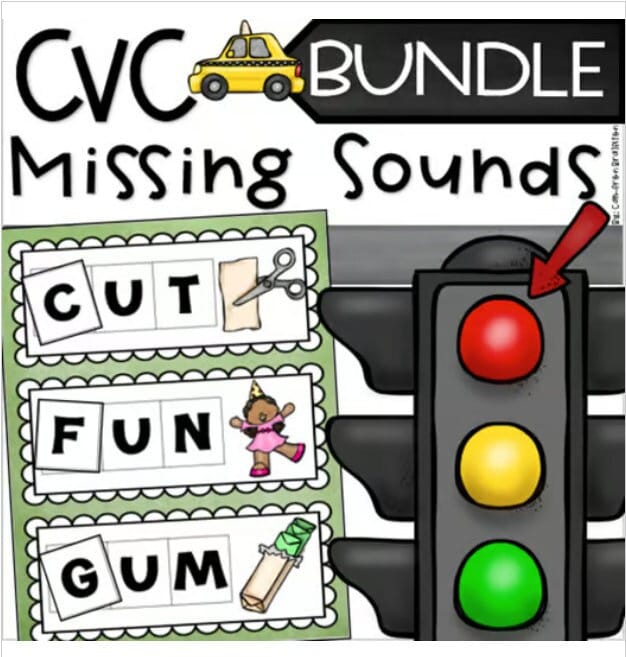 CVC Word Families Phonics Missing Beginning Middle Final Sound Card ...