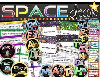 Outer Space Theme Classroom Decor Bundle (behavior Chart, Name Plates ...