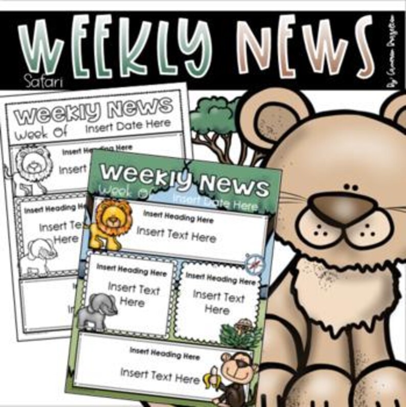 Weekly Classroom Newsletter Template Jungle Safari Theme EDITABLE ...