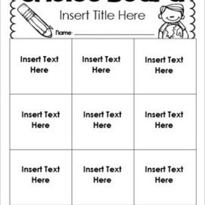 Choice Board Student Menu Tic Tac Toe Blank Templates Create Your Own ...