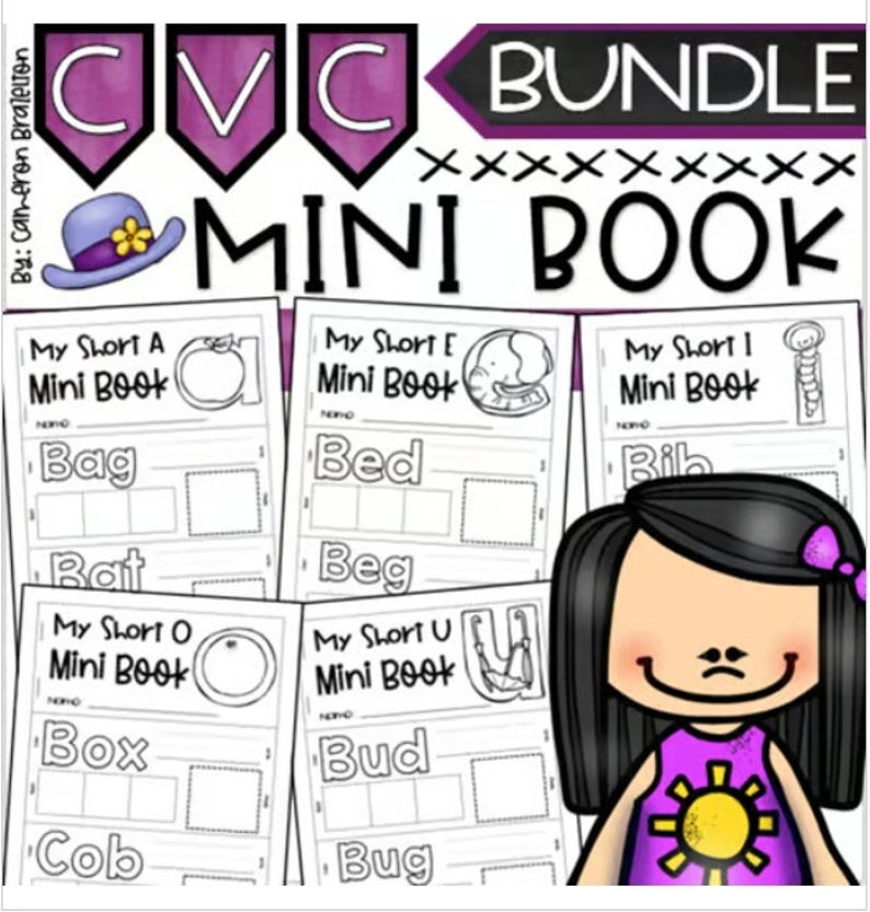 CVC Word Families Phonics Mini Booklet Activity Vowels A, E, I, O, U ...