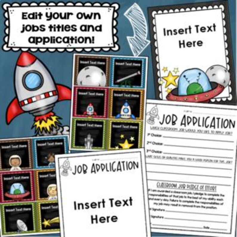 Classroom Jobs Helpers Chart Labels Signs Outer Space Theme EDITABLE ...