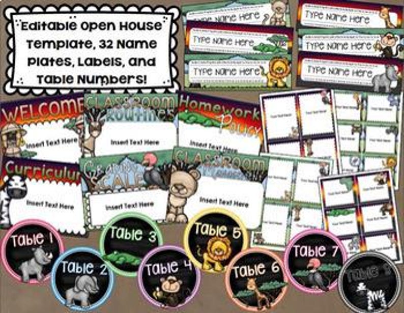 Jungle Safari Theme Classroom Decor Bundle (behavior Chart, Name Plates ...