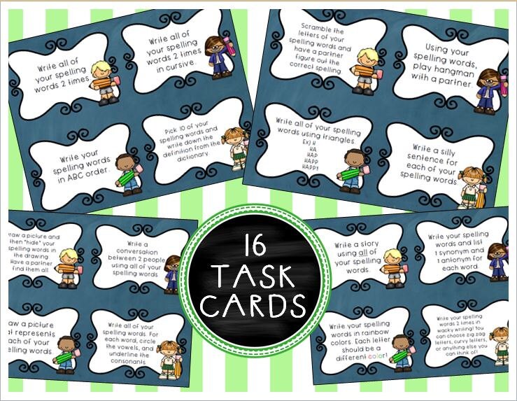 Spelling Homework Activities task Cards, Choice Boards, Tic Tac Toe - Etsy