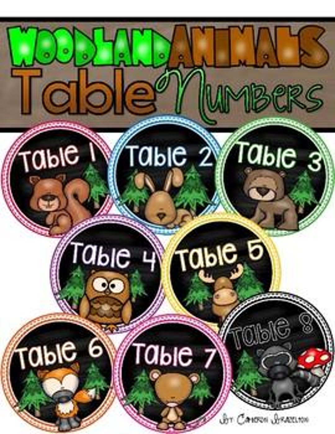 Table Numbers Signs Woodland Animals Forest Theme INSTANT DOWNLOAD - Etsy