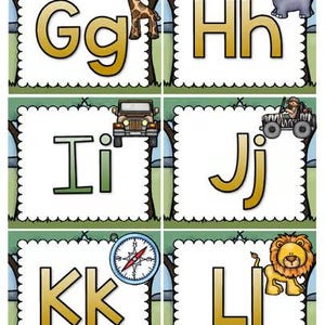 Word Wall Labels Alphabet Letter Cards Jungle Safari Theme INSTANT ...