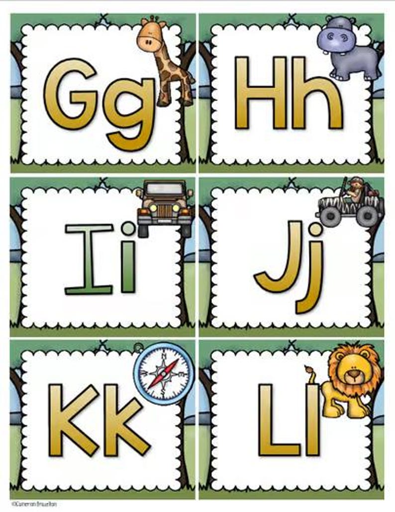 Word Wall Labels Alphabet Letter Cards Jungle Safari Theme INSTANT ...