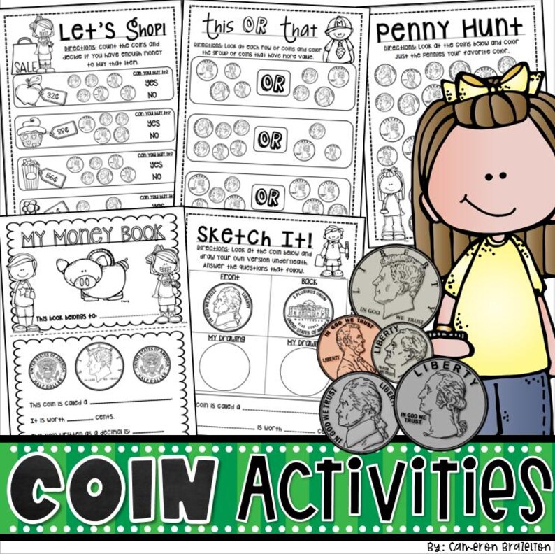 Money Worksheets Coin Identification and Values Activities - Etsy