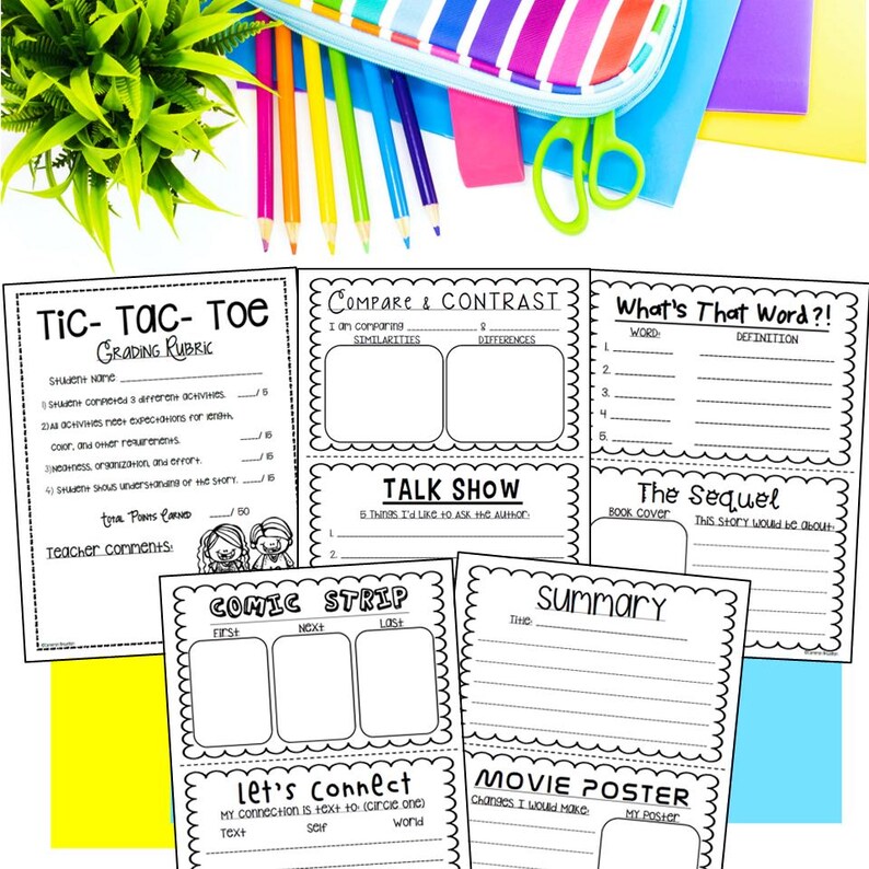 Fiction Reading Response Tic Tac Toe Choice Board Printable Instant ...