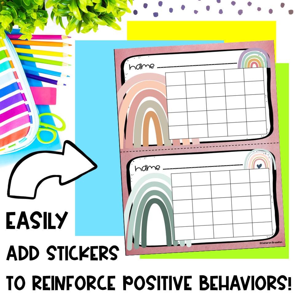 Boho Rainbow Sticker Chart | Positive Behavior Reward Incentive for ...