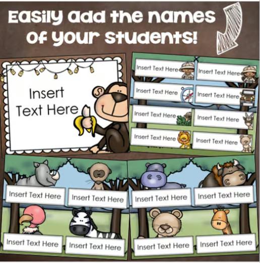 Happy Birthday Bulletin Board Display Posters Jungle Safari Theme ...