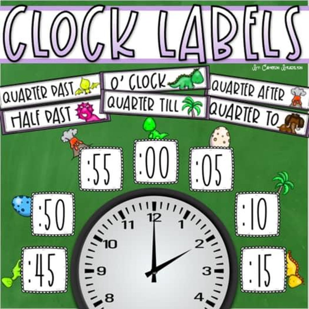 Clock Labels Telling Time Dinosaur Theme INSTANT DOWNLOAD - Etsy