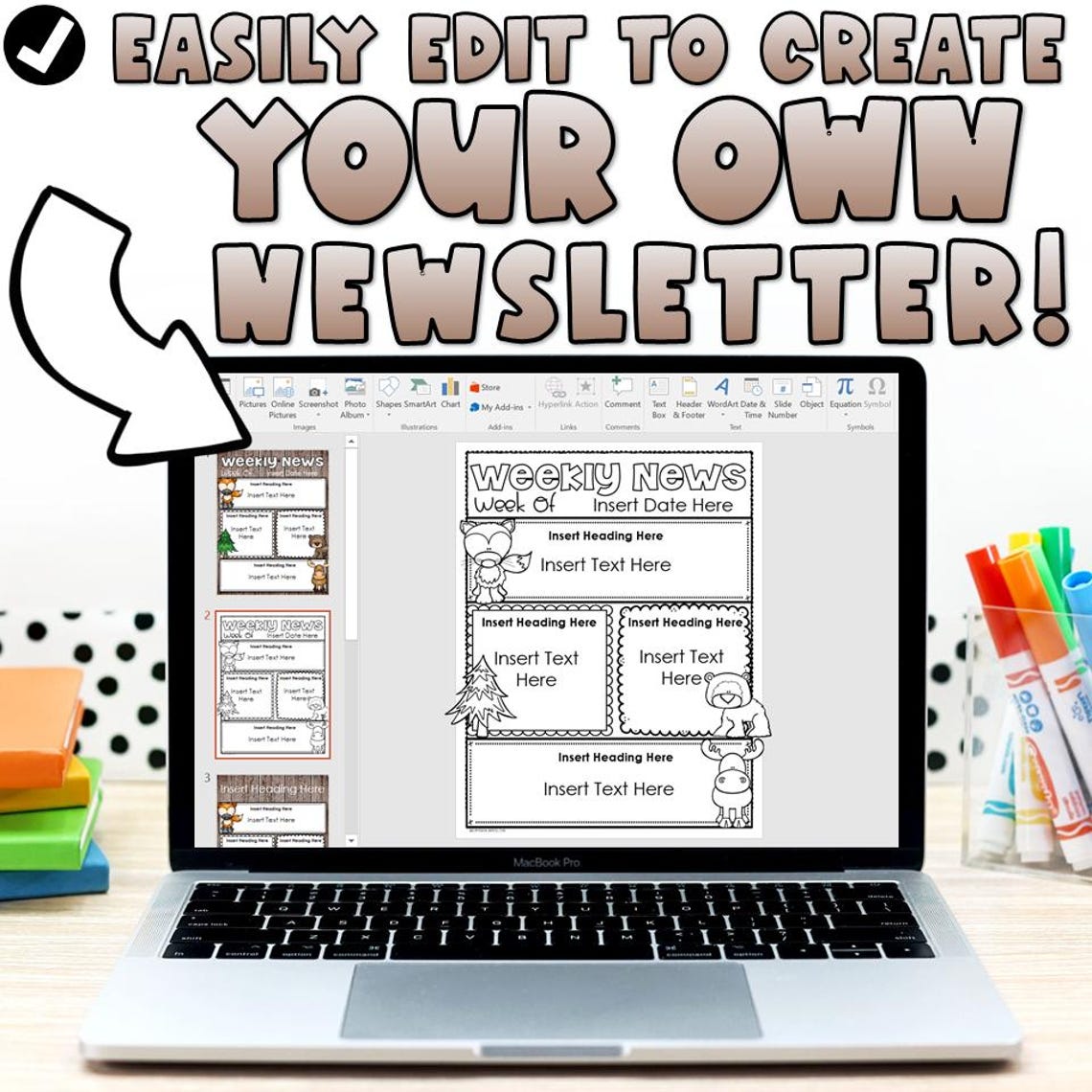 Weekly Newsletter Template Editable Woodland Animals Theme INSTANT ...