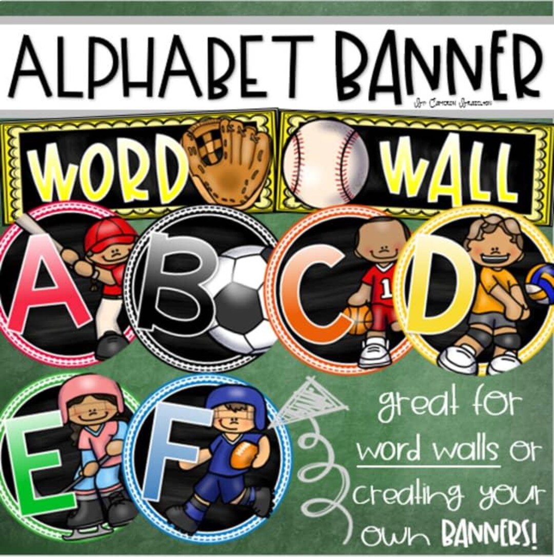 Word Wall Headers Alphabet Banner Posters Signs Sports Teamwork Team ...