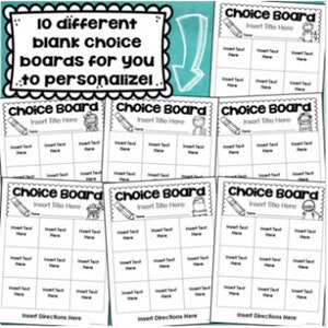 Choice Board Student Menu Tic Tac Toe Blank Templates Create Your Own ...