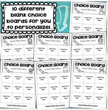 Choice Board Student Menu Tic Tac Toe Blank Templates Create Your Own ...