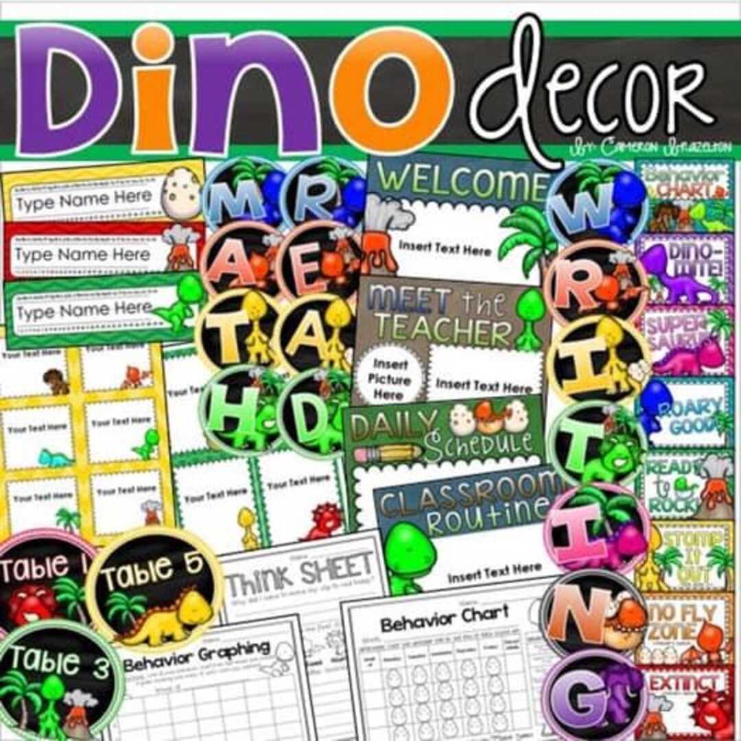 Dinosaur Theme Class Decor Bundle (behavior Chart, Name Plates, Labels ...