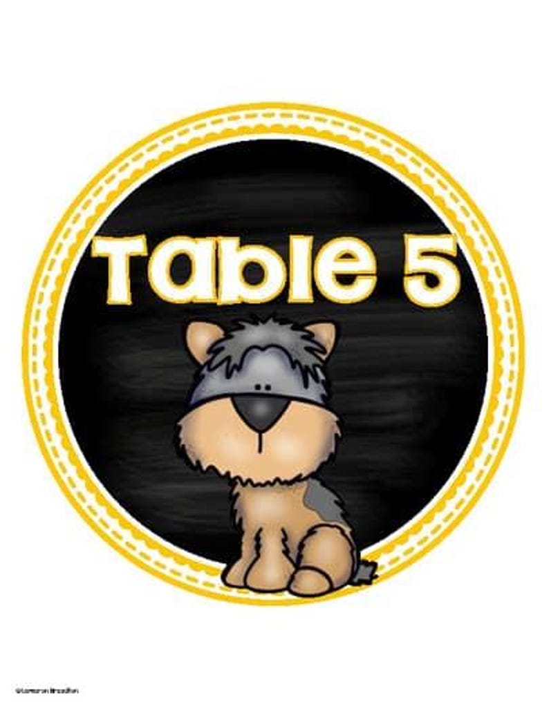 Table Numbers Signs Dog Theme INSTANT DOWNLOAD - Etsy
