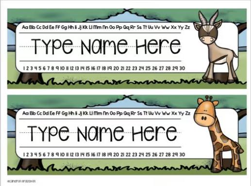 Name Tags Plates Desk Labels Jungle Safari Theme Editable INSTANT ...