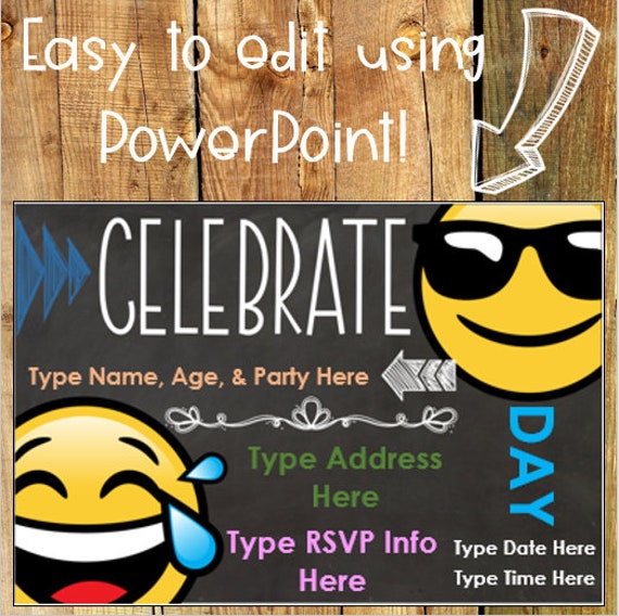 Emoji Birthday Invitations To Edit Smiley Face Birthday Party