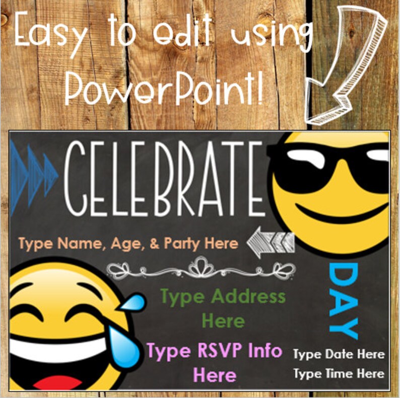 Emoji Smiley Happy Face Theme Birthday Party Invitation Editable ...