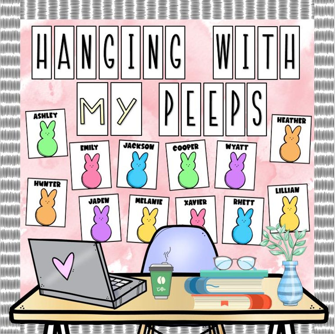 Spring Easter Bunny Peeps Bulletin Board Display Door Decoration ...