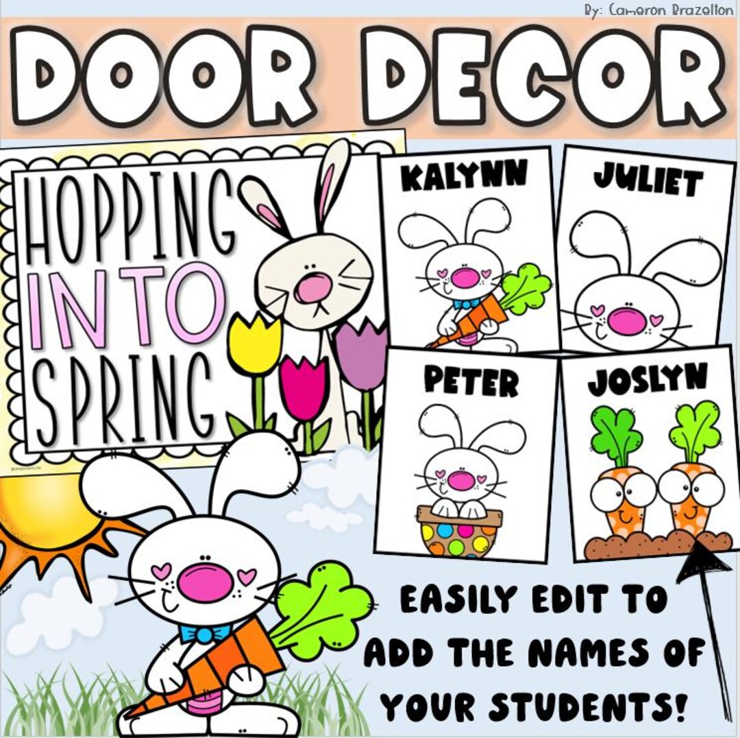 Editable Easter Bulletin Board Door Decoration Display for Spring ...