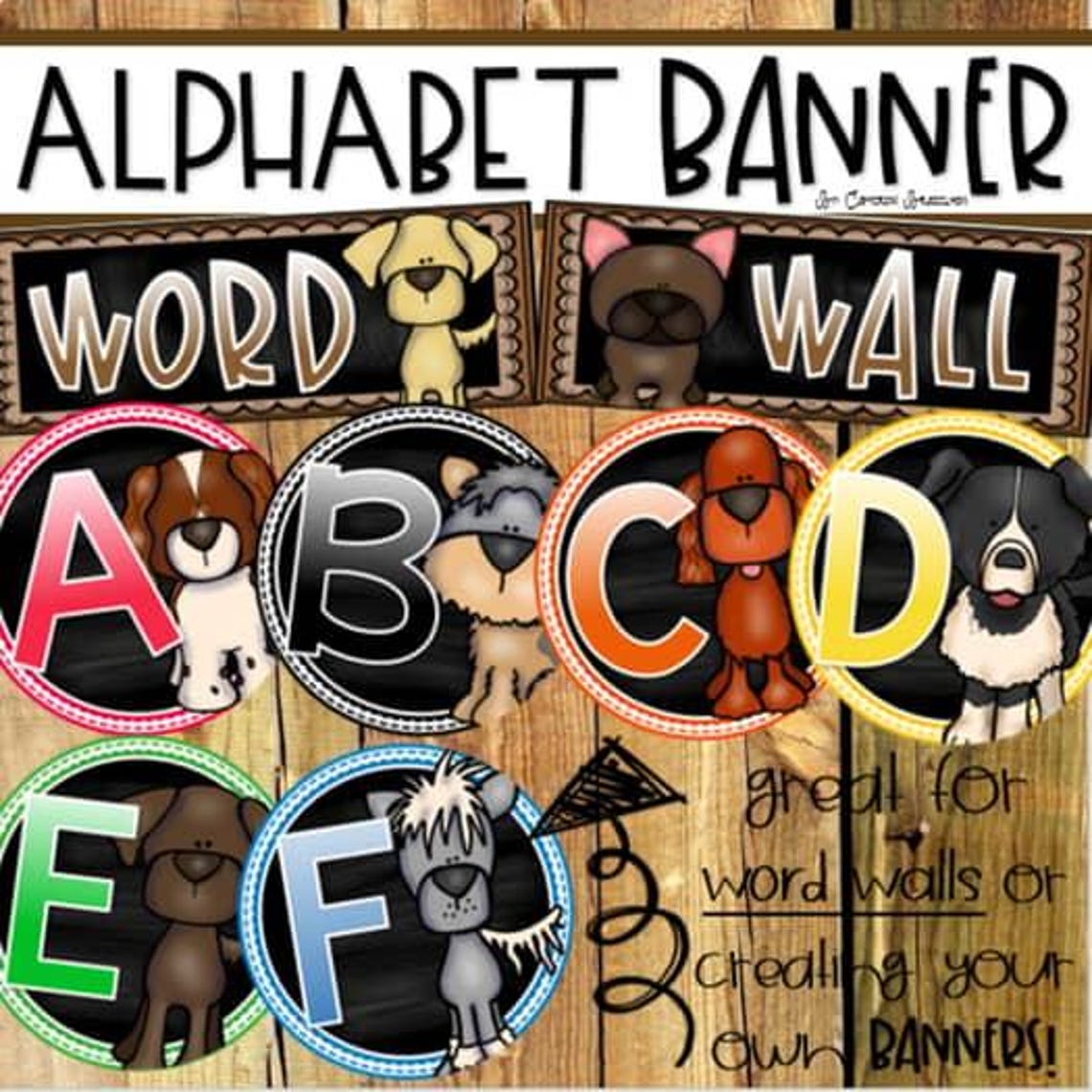 Word Wall Headers Alphabet Banner Posters Signs Dog Theme INSTANT ...