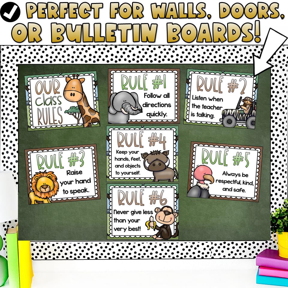 Classroom Rules Posters EDITABLE Back to School Jungle Safari Theme ...