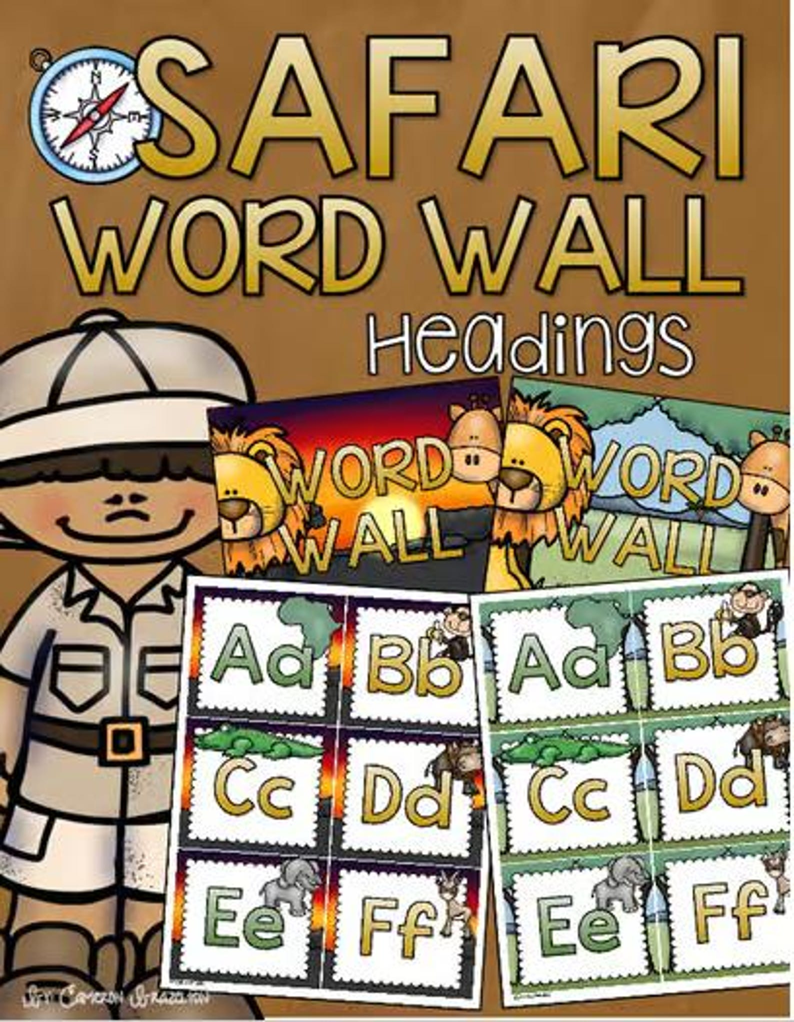Word Wall Labels Alphabet Letter Cards Jungle Safari Theme INSTANT ...
