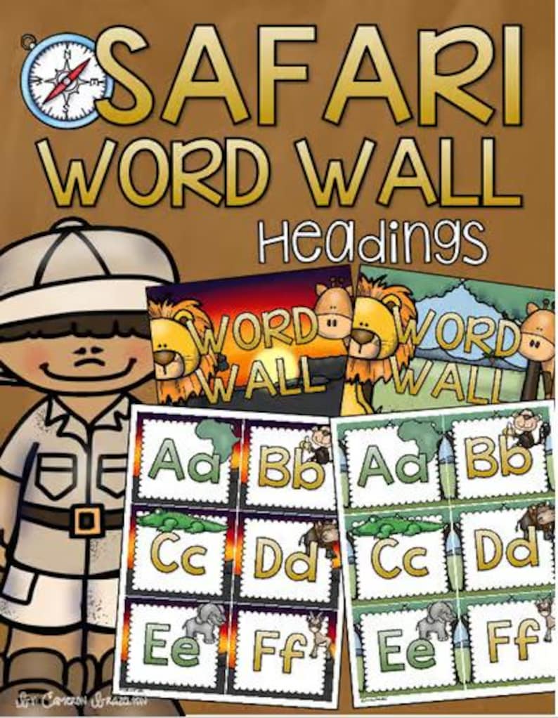 Word Wall Labels Alphabet Letter Cards Jungle Safari Theme INSTANT ...