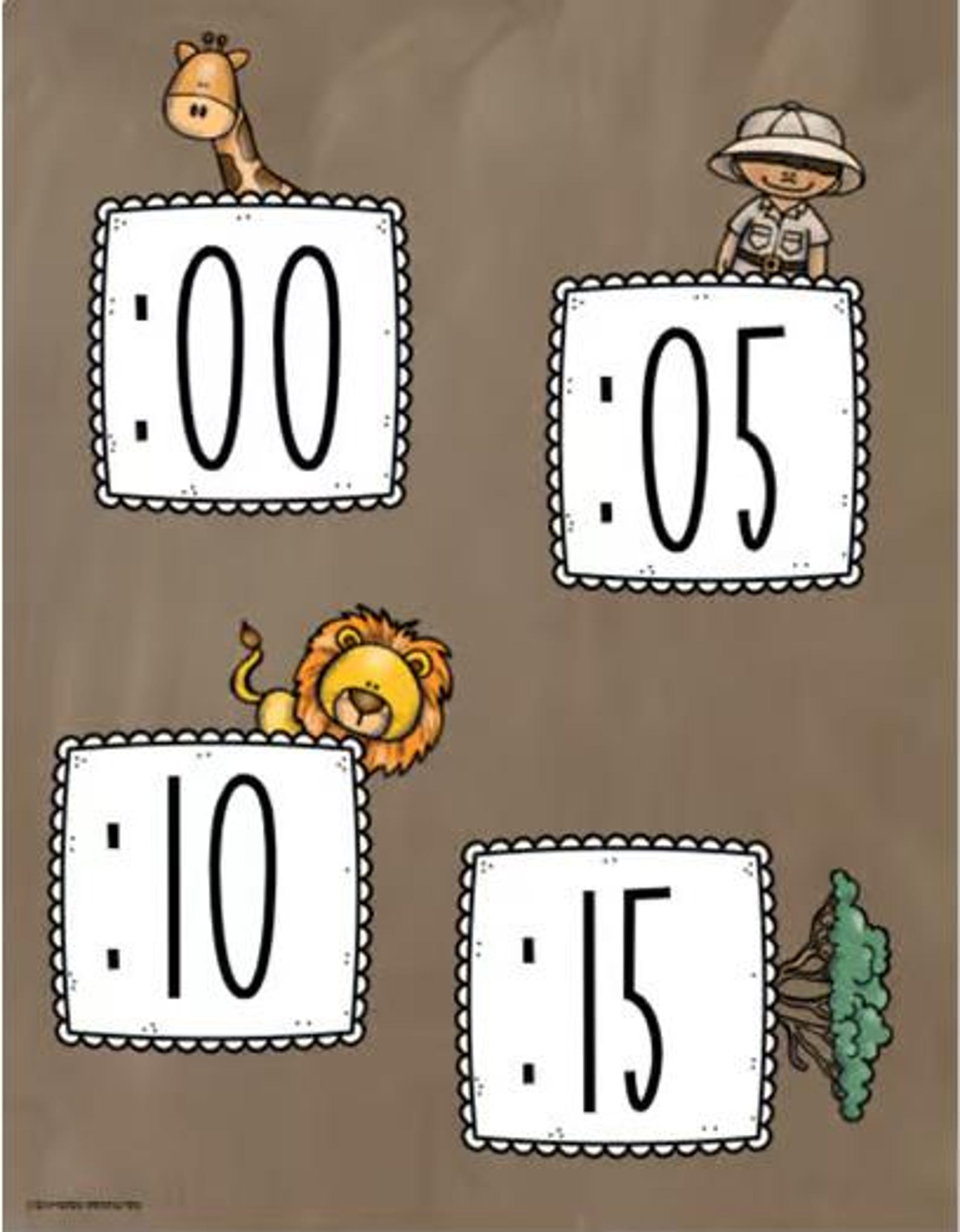 Clock Labels Telling Time Jungle Safari Theme - Etsy