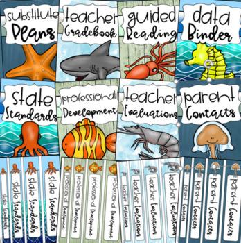 Binder Covers and Spines Teacher Planner Editable Ocean Under the Sea ...