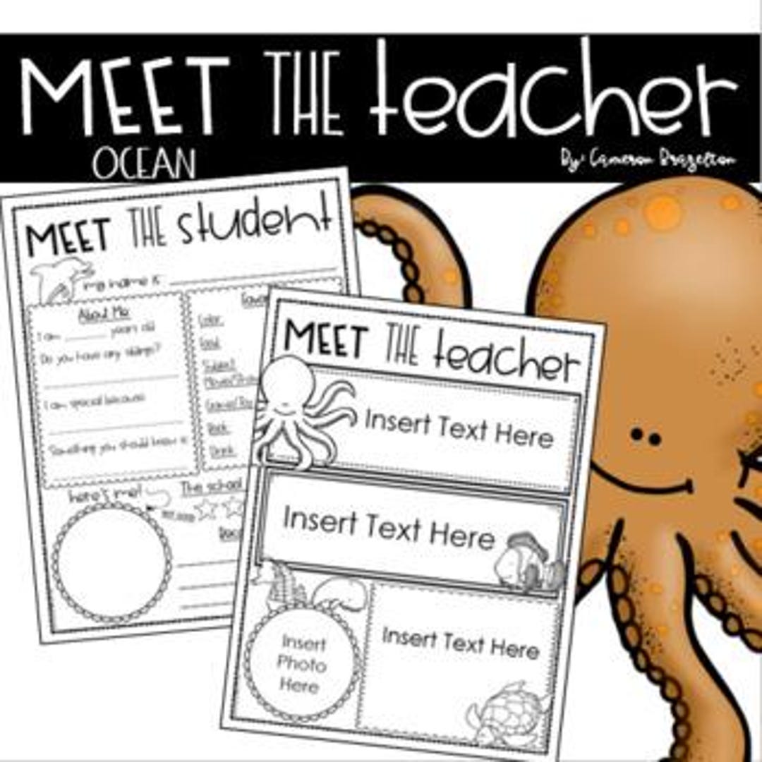 Meet the Teacher Editable Handout Back to School All About Me Ocean ...