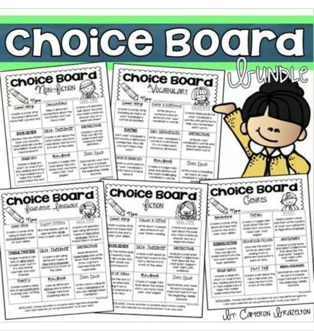 Choice Board Bundle: Fiction, Non-fiction, Writing, Vocabulary, Genre ...