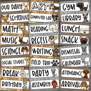 Daily Visual Schedule Cards for Classroom Agenda Dog Theme Editable ...