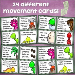 Brain Breaks Movement Cards Dinosaur Dino Theme INSTANT DOWNLOAD - Etsy