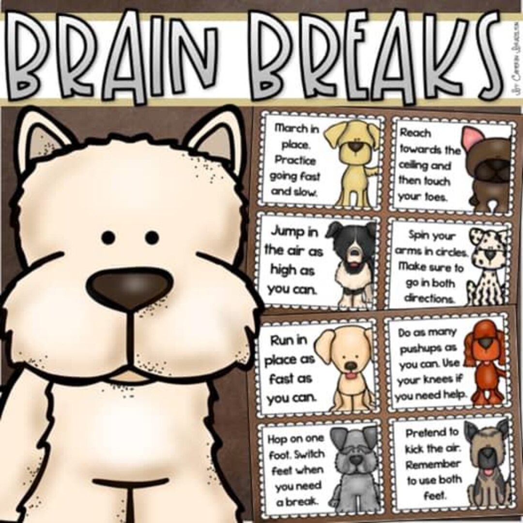 Brain Breaks Movement Cards Dog Theme INSTANT DOWNLOAD - Etsy