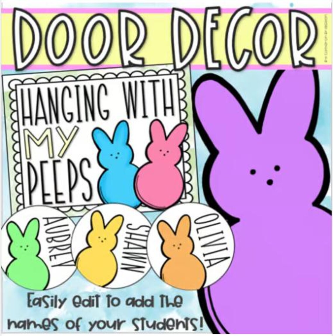 Spring Easter Bunny Peeps Bulletin Board Display Door Decoration ...